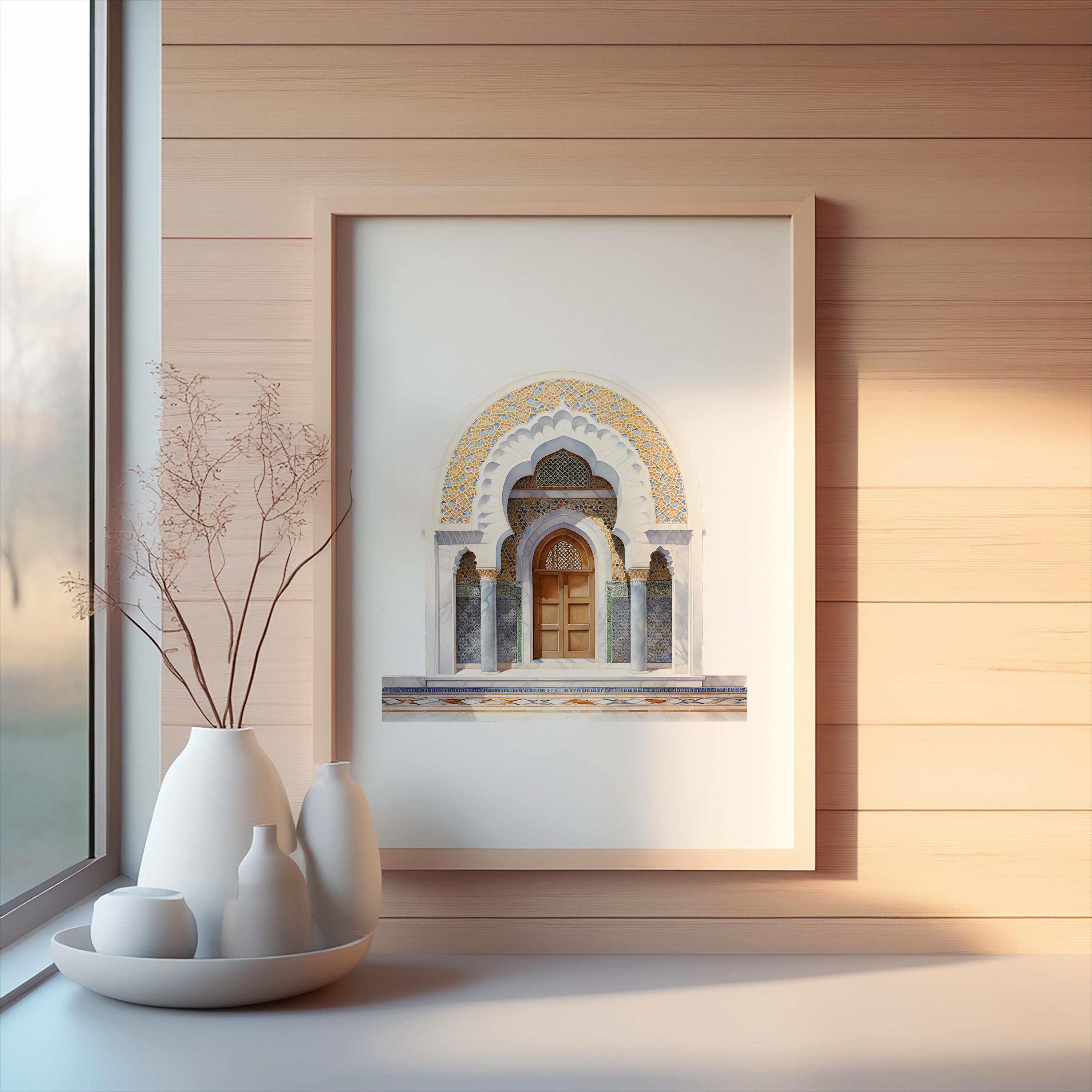 Islamic Arch, Mosque Door Artwork Moroccan Masjid Minimal Muslim Home ...