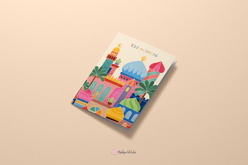Eid Mubarak Greeting Card Pack of 1, 5, 10, 25, 50 or 100 Cards Mosque ...