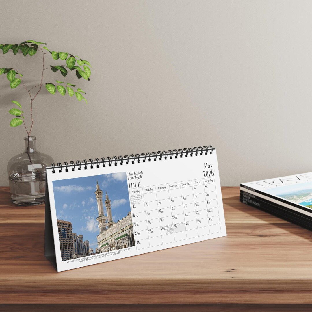 2026 Islamic Mosques Desk Calendar | Sunday Start | Hijri Dates ...