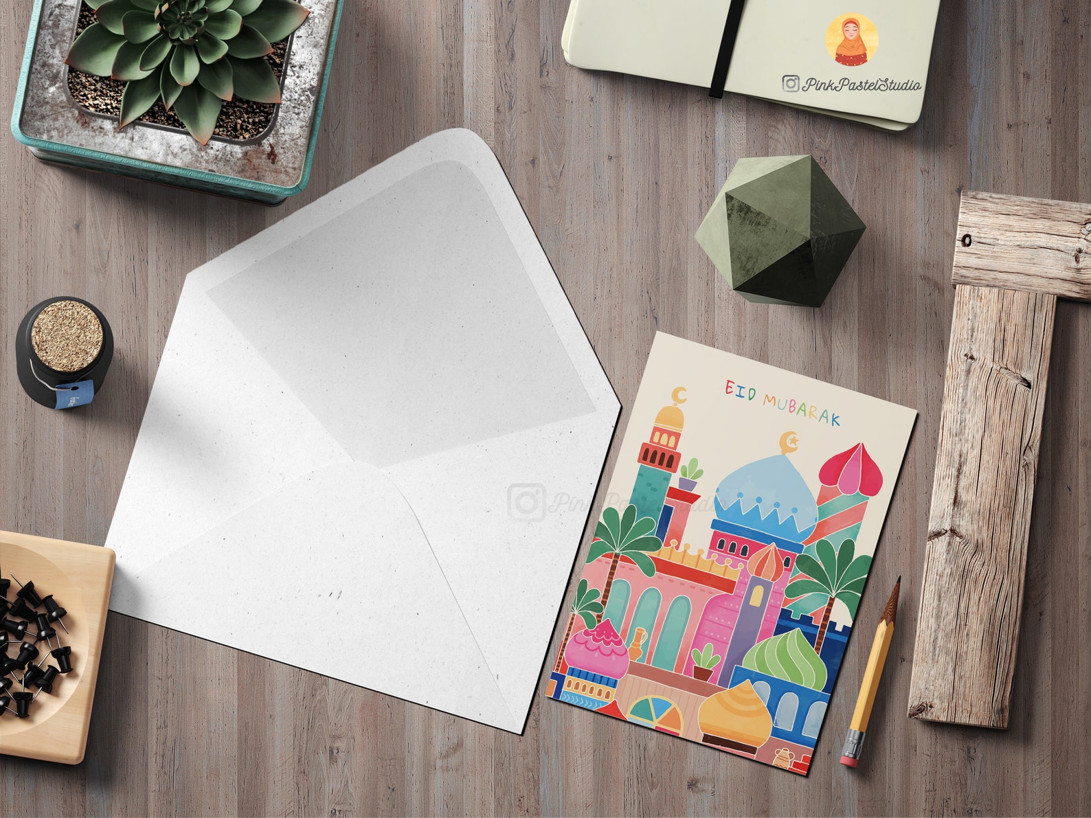 Eid Mubarak Greeting Card Pack of 1, 5, 10, 25, 50 or 100 Cards Mosque ...