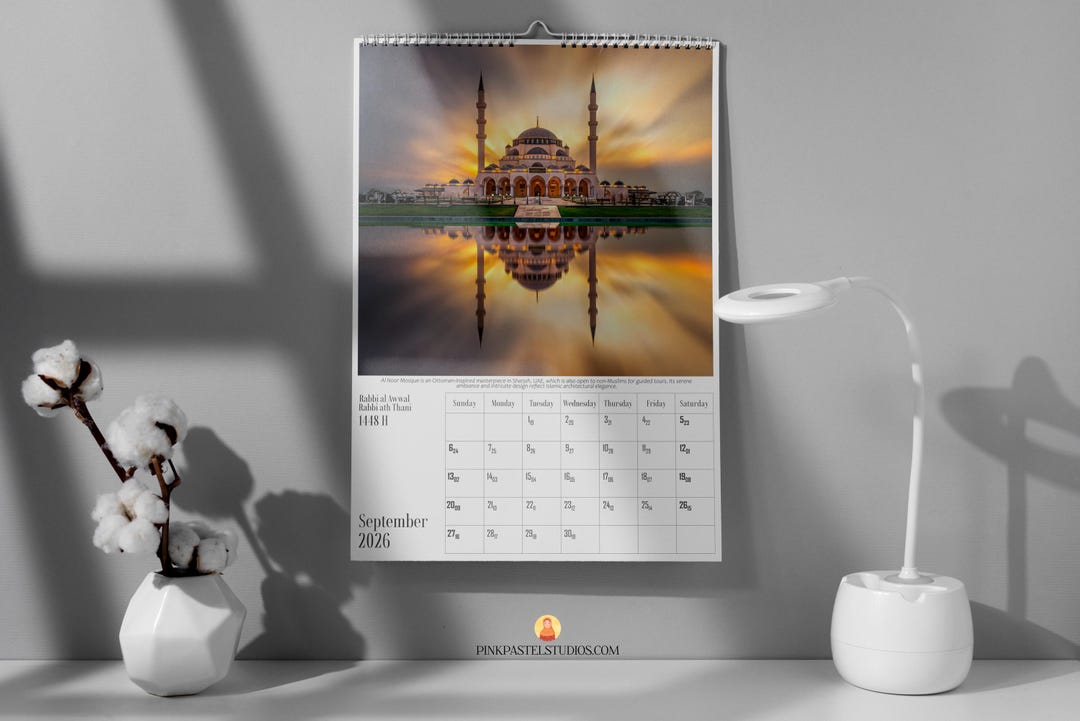 2026 Islamic Mosques Wall Calendar | Hijri Dates & Events | Beautiful ...