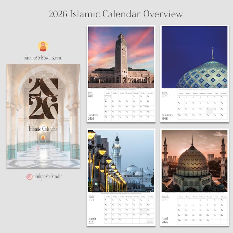 2026 Islamic Mosques Wall Calendar | Hijri Dates & Events | Beautiful ...