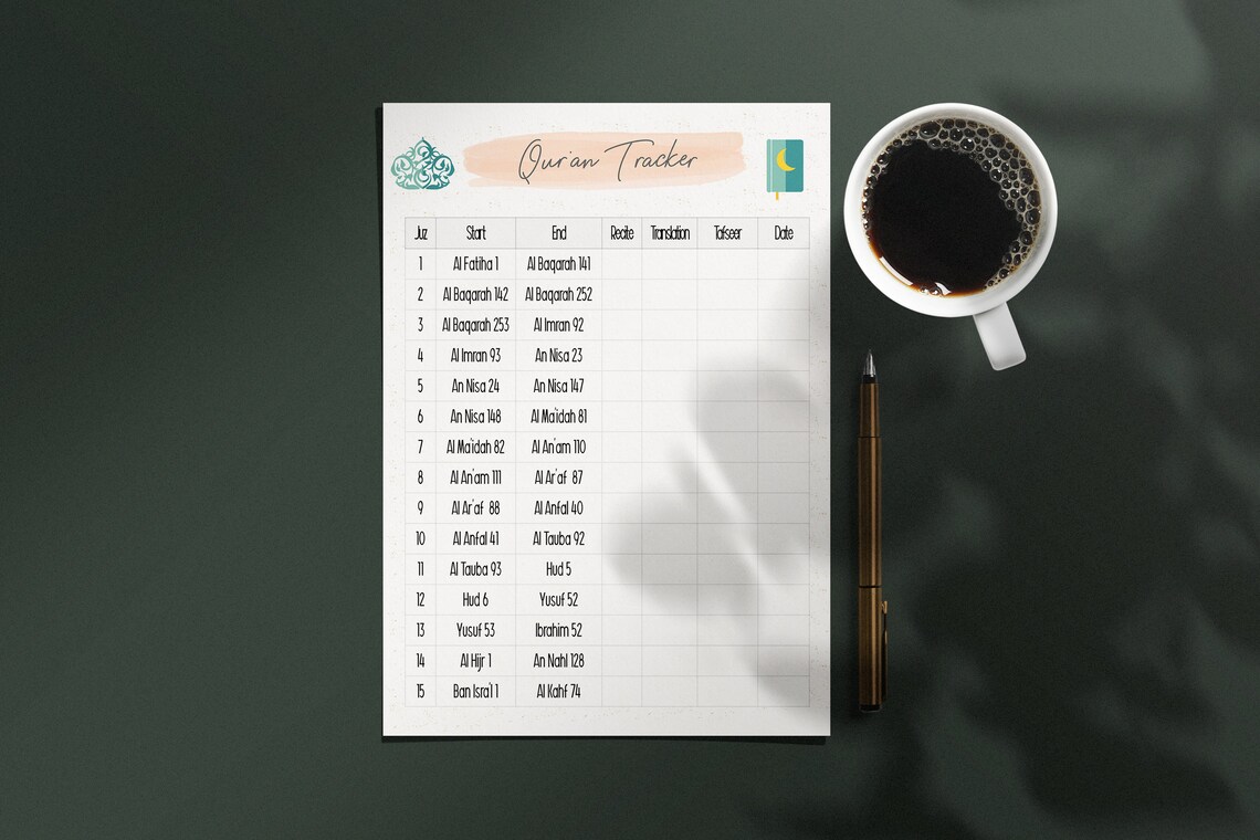 Quran and Ibadah Trackers for Ramadan Ramadhan Tracker | Etsy