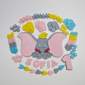 Dumbo Cake Topper Personalised Edible Fondant Large. Christening Cake ...