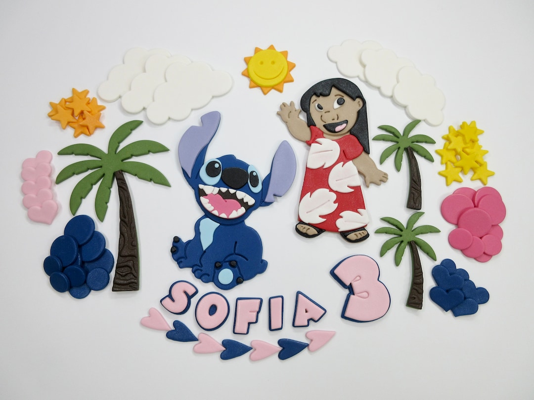 Edible Lilo | Stitch Cake Topper, Personalised, Fondant, Handmade Fresh ...