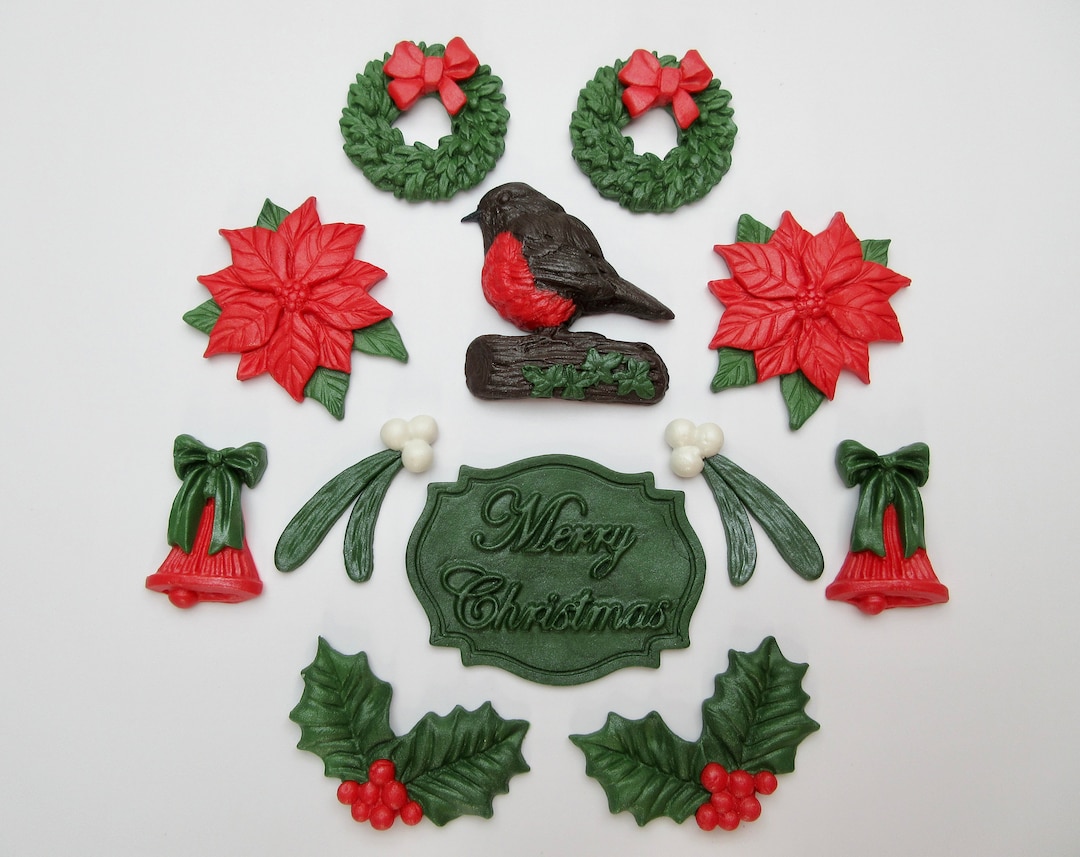 Robin Cake Topper. Fondant Christmas Cake Decorations. - Etsy