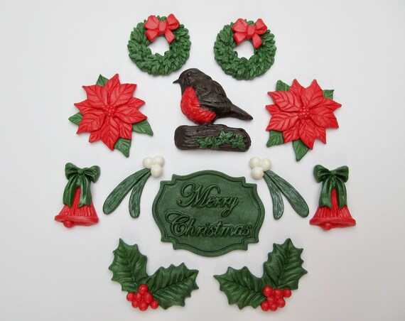 Robin Cake Topper. Fondant Christmas Cake Decorations. - Etsy
