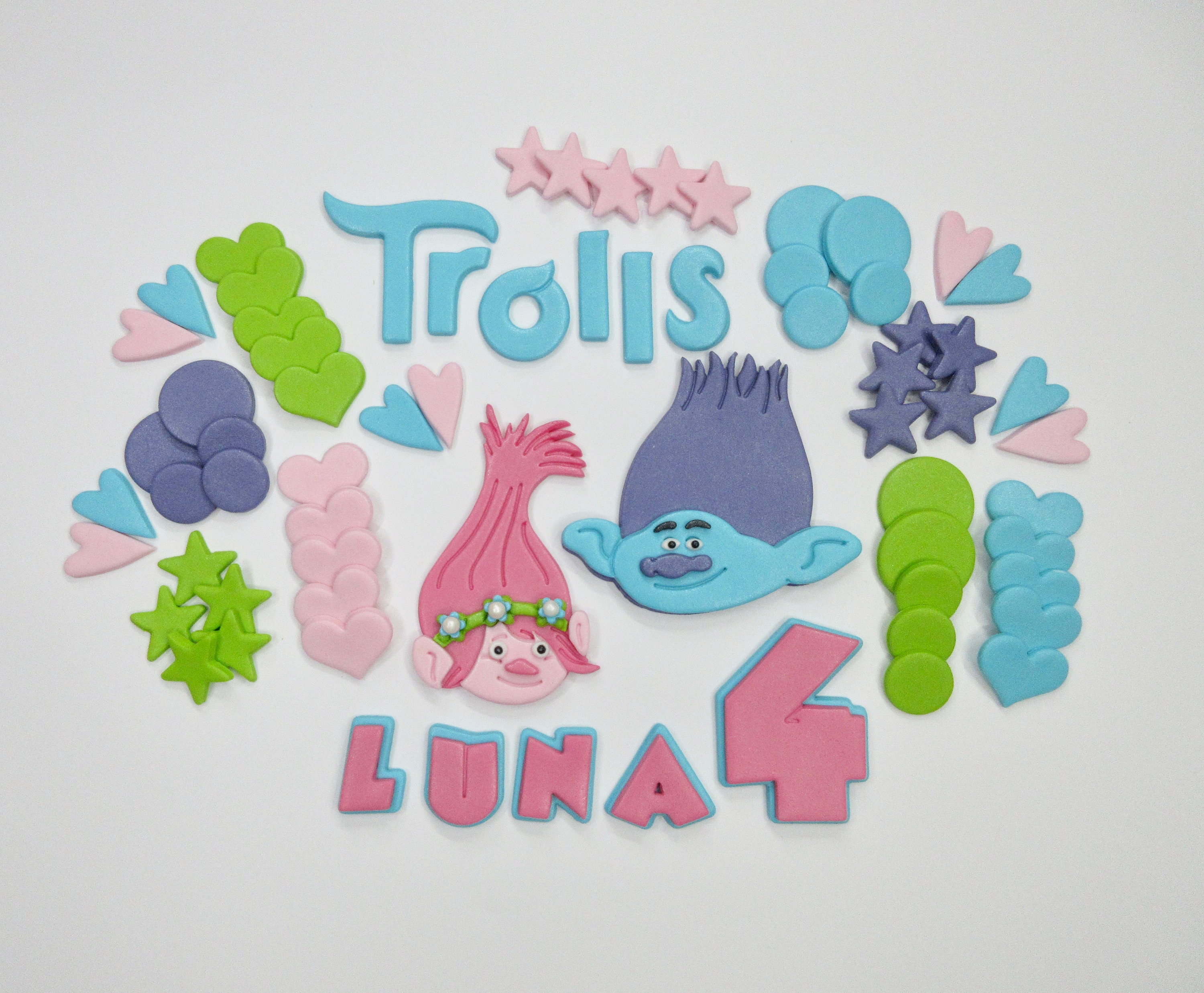 Troll Cake Topper, Poppy, Branch, Edible Fondant, Personalised ...