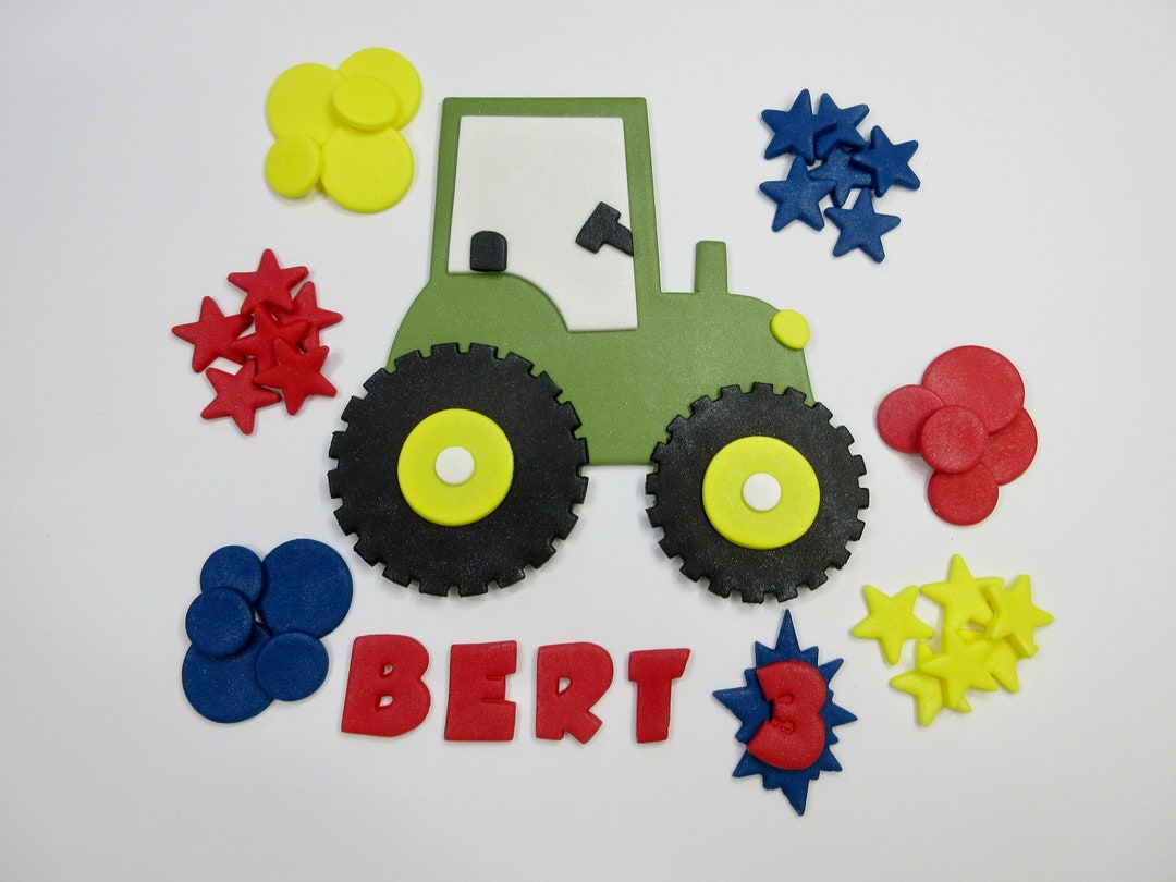 Large Edible Tractor Cake Topper Personalised. Fondant Tractor Farm ...