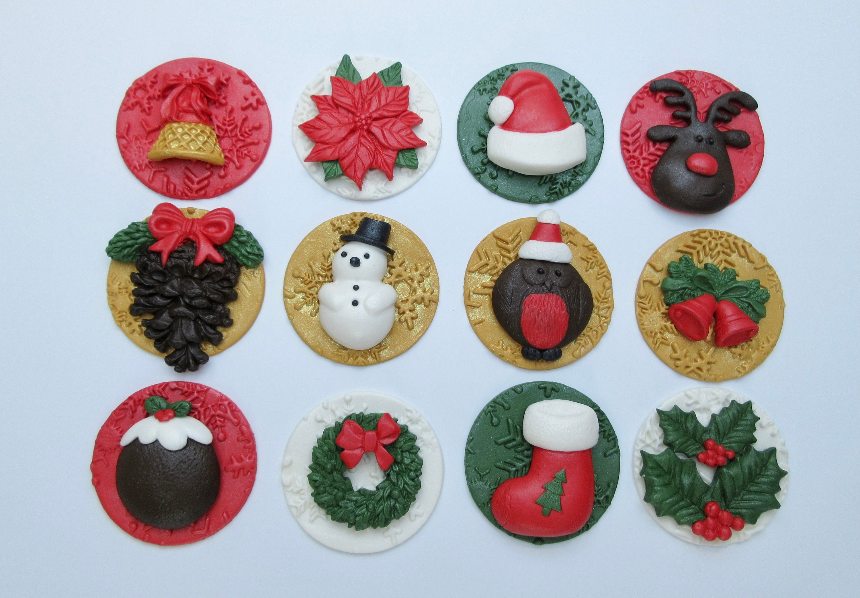 Edible Christmas Cupcake Toppers. Fondant Christmas Cupcake | Etsy