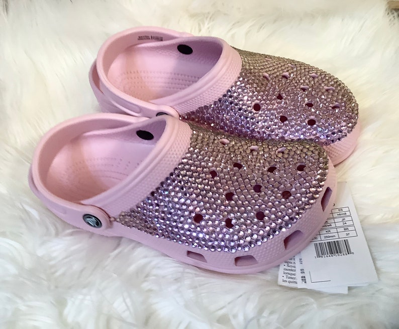 Light Pink Blinged Crocs - Etsy