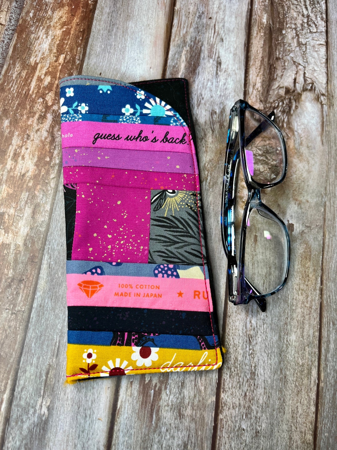 Guess Who’s Back Patchwork Glasses Case, Fabric Glasses Case, Quilted ...