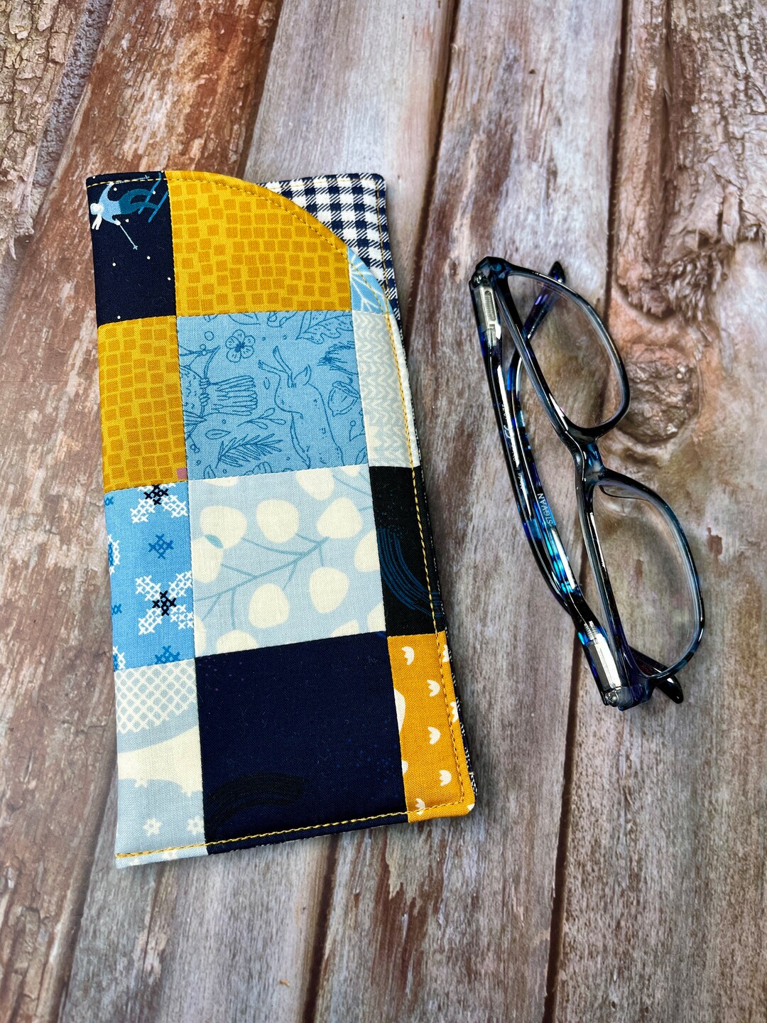 Patchwork Glasses Case, Fabric Glasses Case, Quilted Glasses Case, Soft ...