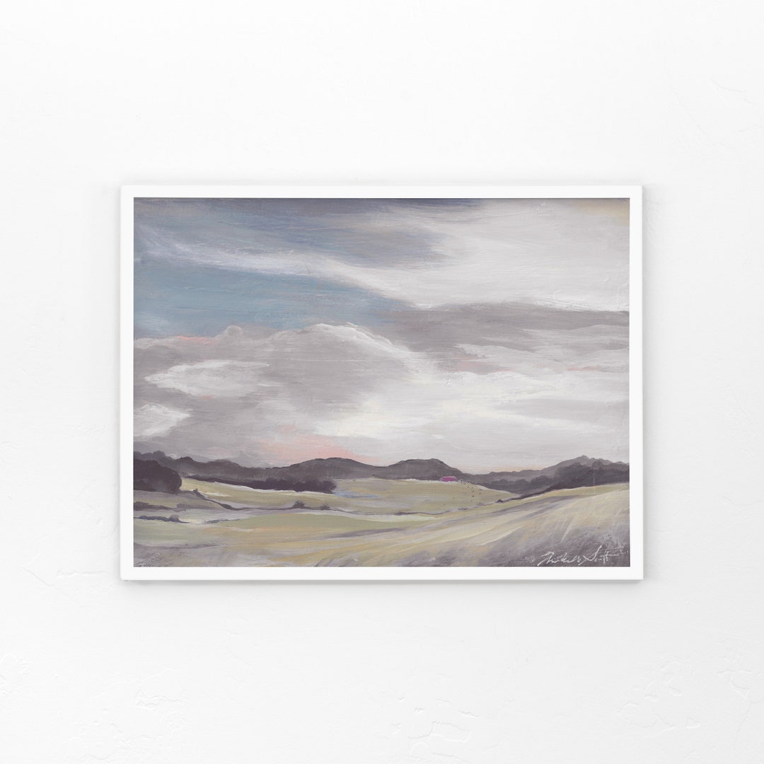 Over the Dale — Peaceful Landscape, Grays and Blues - Etsy