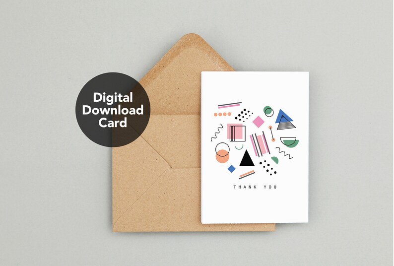 Geometric Thank You Greeting Card - Etsy