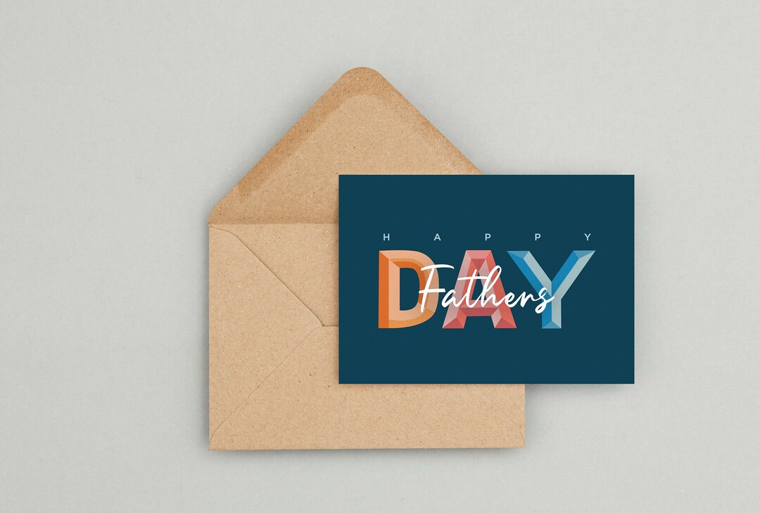 Happy Fathers Day Typography Greeting Card - Etsy