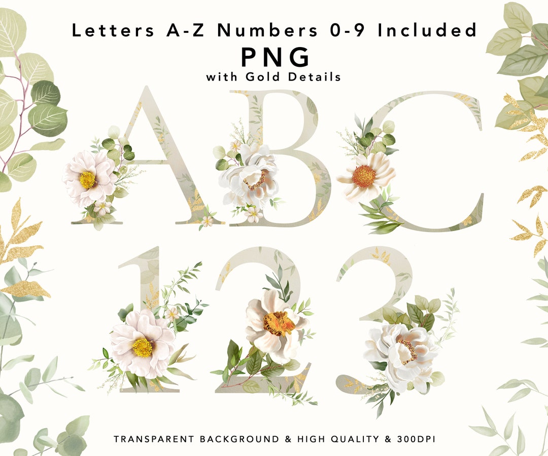 Watercolor Floral Alphabet Png Floral Letter Watercolor Png Wedding ...