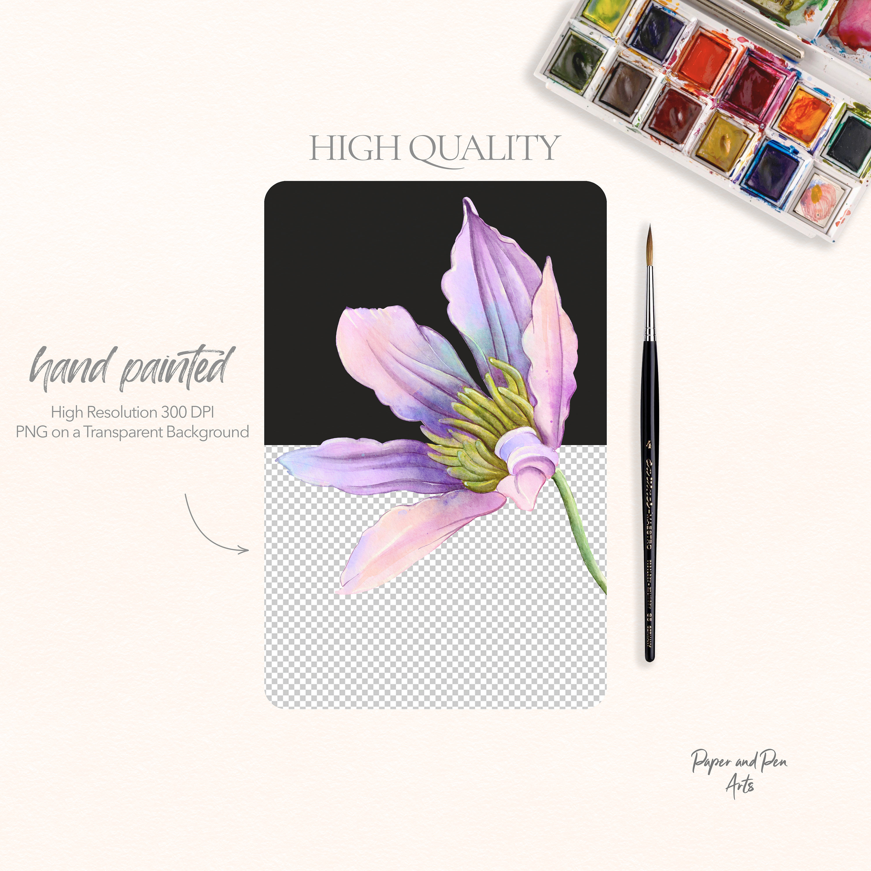 Watercolor Flower Elements Set Peachy Lilac Pink Color Wildflowers ...