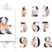 Watercolor Floral Alphabet Clipart: Rose Gold Numbers, Wedding ...