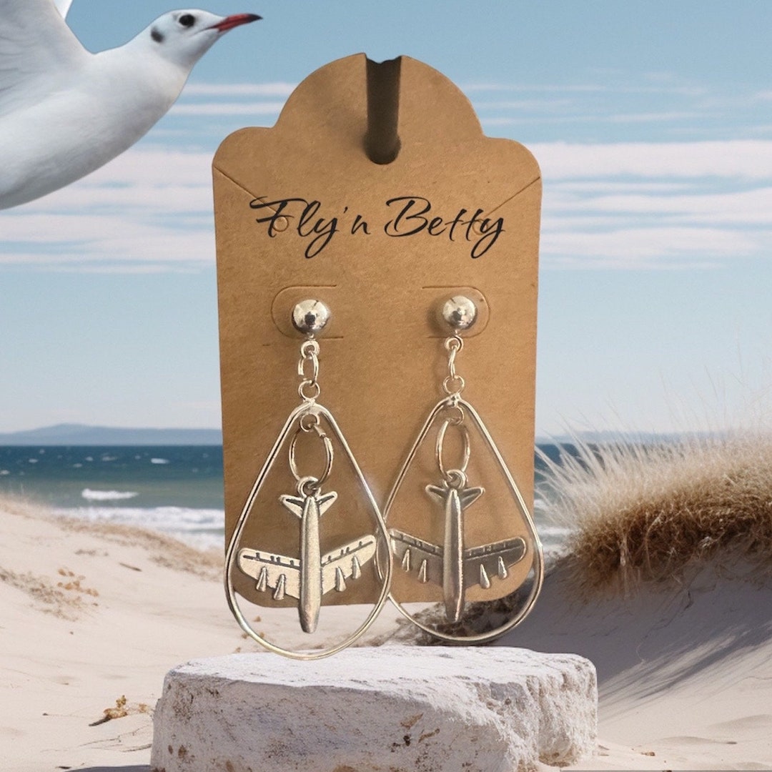 Procedure Turn - Airplane Bold Teardrop Dangle Post Earrings. - Etsy