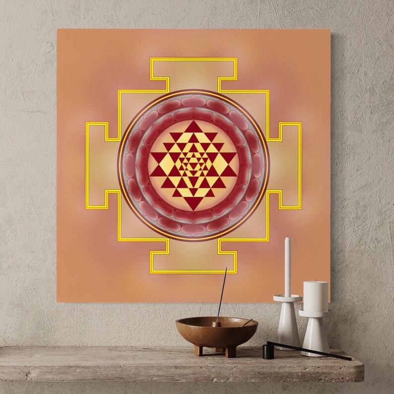 Yantra Art: Meditative Geometric Canvas Giclee Print (24" X 24") for ...