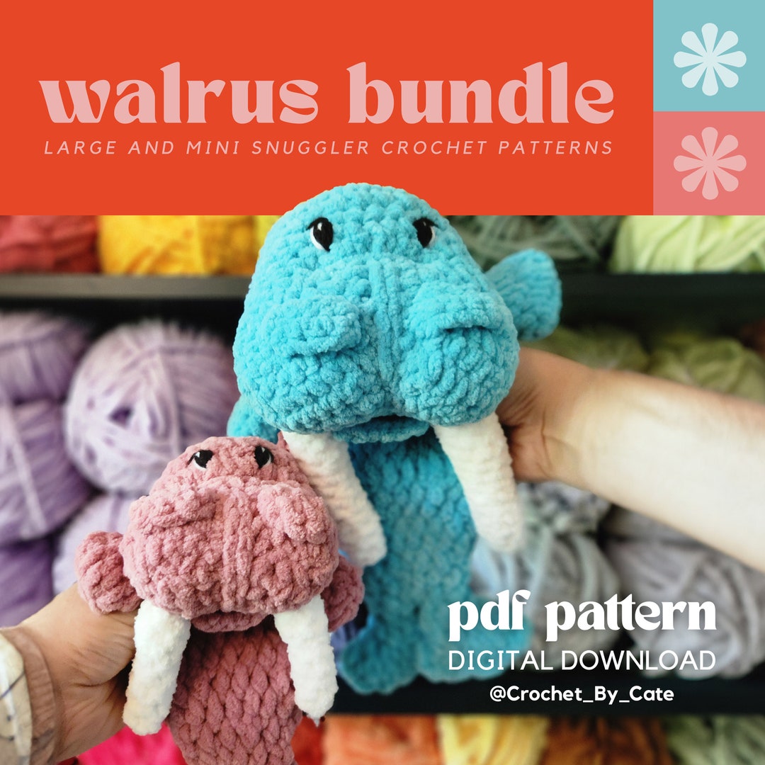 Large and Mini Walrus Snuggler Bundle | Snuggler | Walrus | Crochet ...