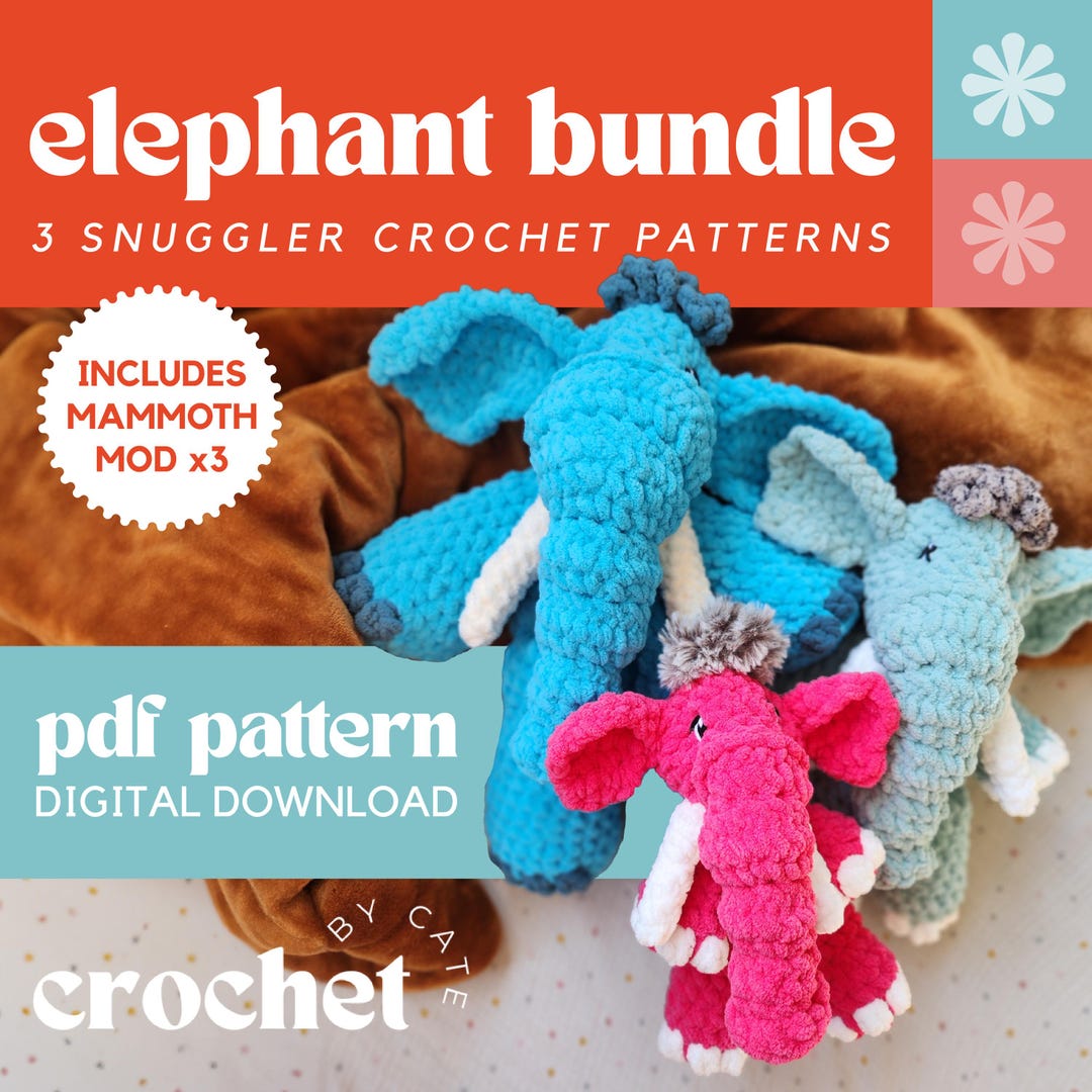 Elephant Snuggler Crochet Pattern Bundle: Mammoth Mod (PDF Pattern) - Etsy