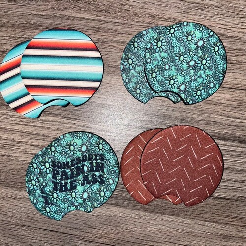 Western Car Coasters / Serape / Turquoise / Somebodys Pain in - Etsy