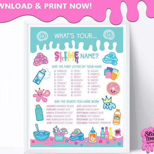 What's Your Slime Name Poster / Extra Large & Small - Etsy