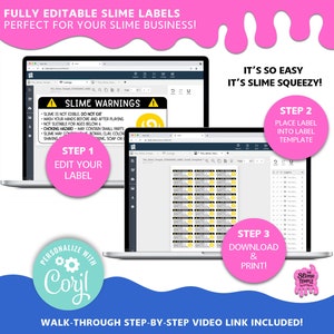 EDITABLE Slime Warning Standard Labels / Avery Standard Size Template ...