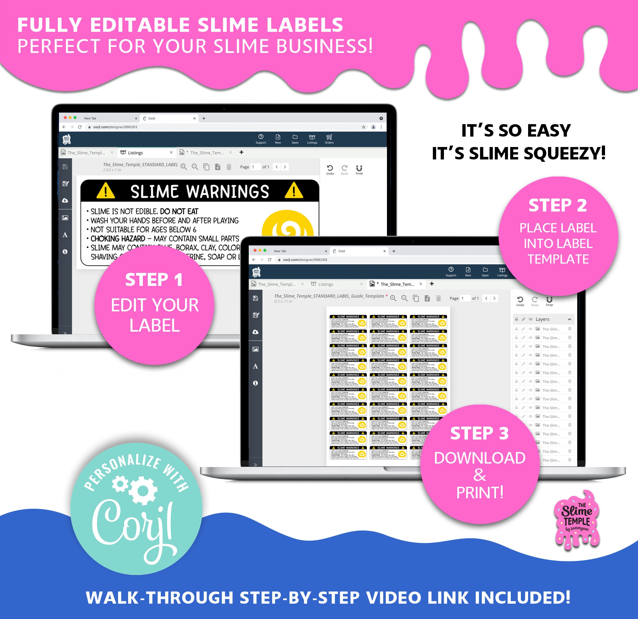 EDITABLE Slime Warning Standard Labels / Avery Standard Size - Etsy ...