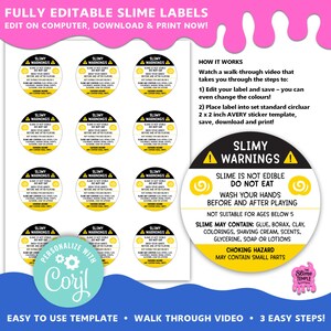 Editable Slime Warning Labels, Circular Template (digital Download) - Etsy