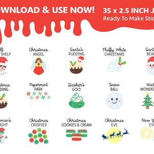 35 Christmas Slime Names Design Bundle / Slime Pot Stickers / Christmas ...