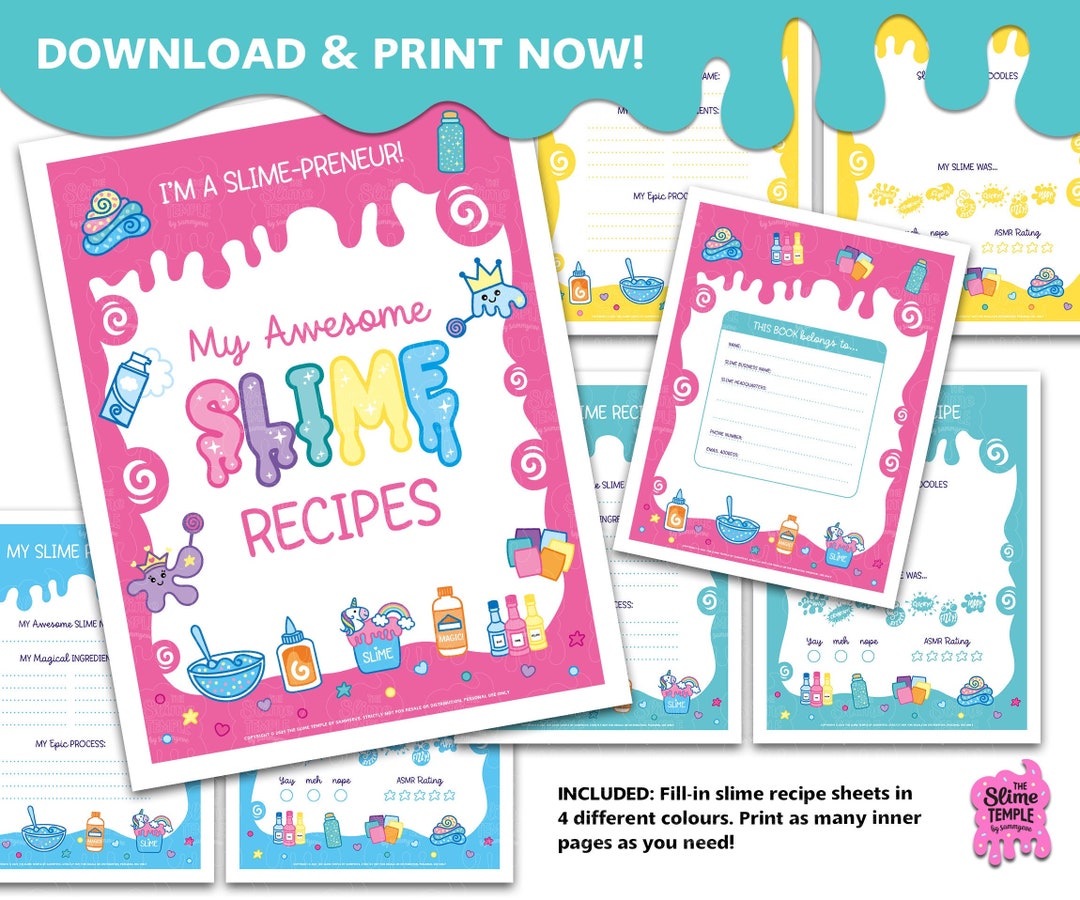 Slime Recipe Book | Slime Journal | Slime Party Favour | Slime Birthday ...