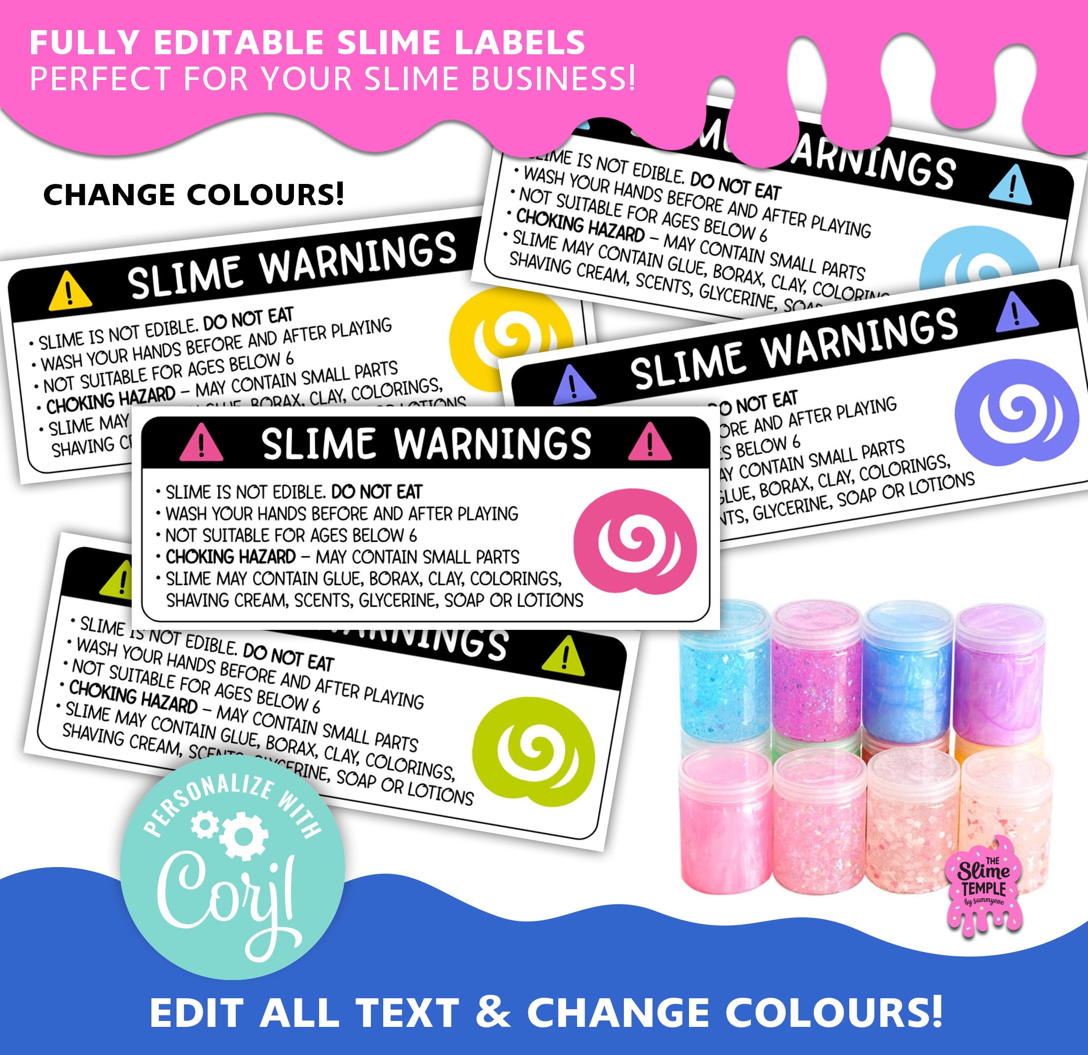 EDITABLE Slime Warning Standard Labels / Avery Standard Size - Etsy ...