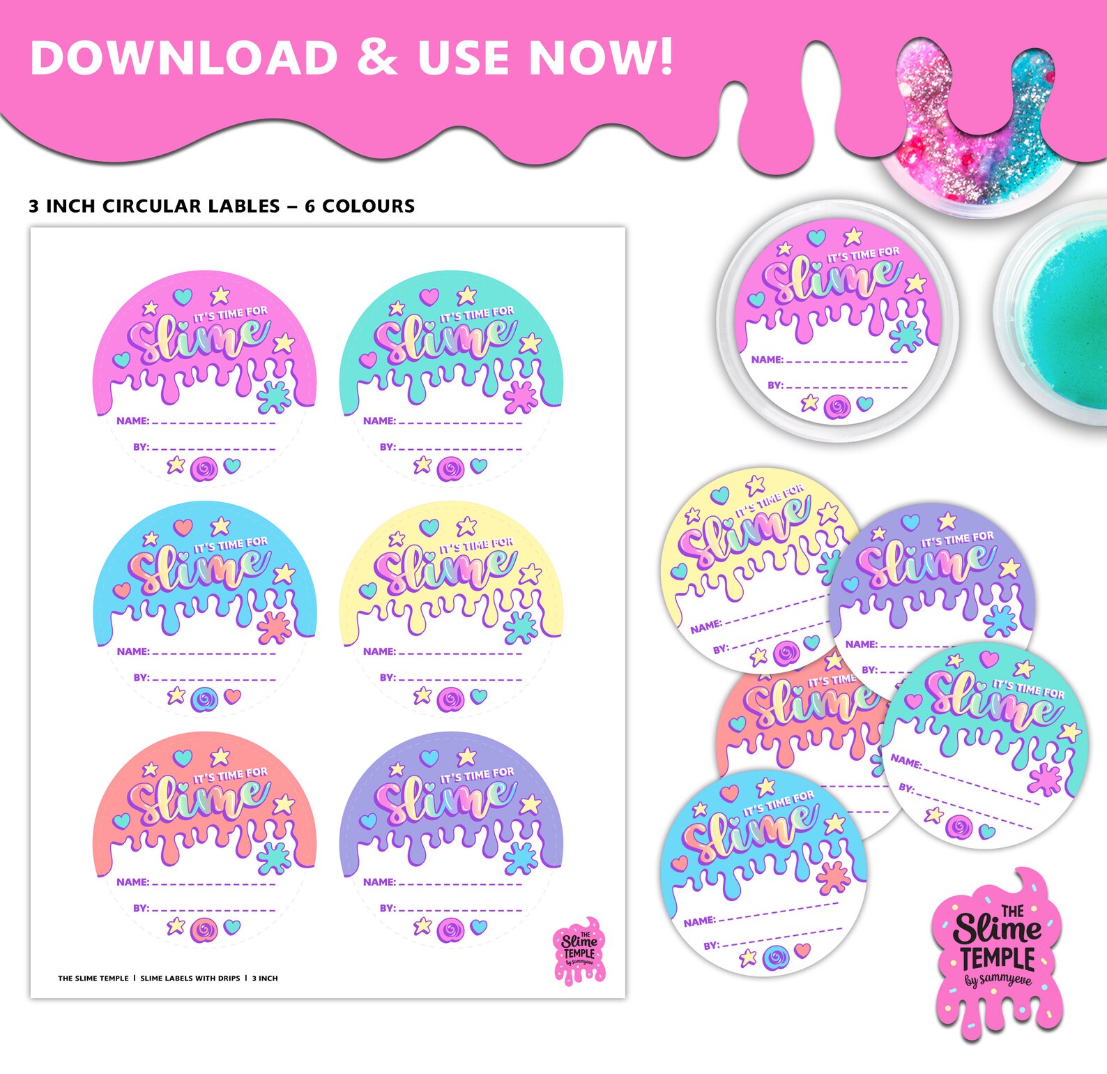 Slime Making Party Labels / Avery Template 22891 / Slime Labels / Slime ...