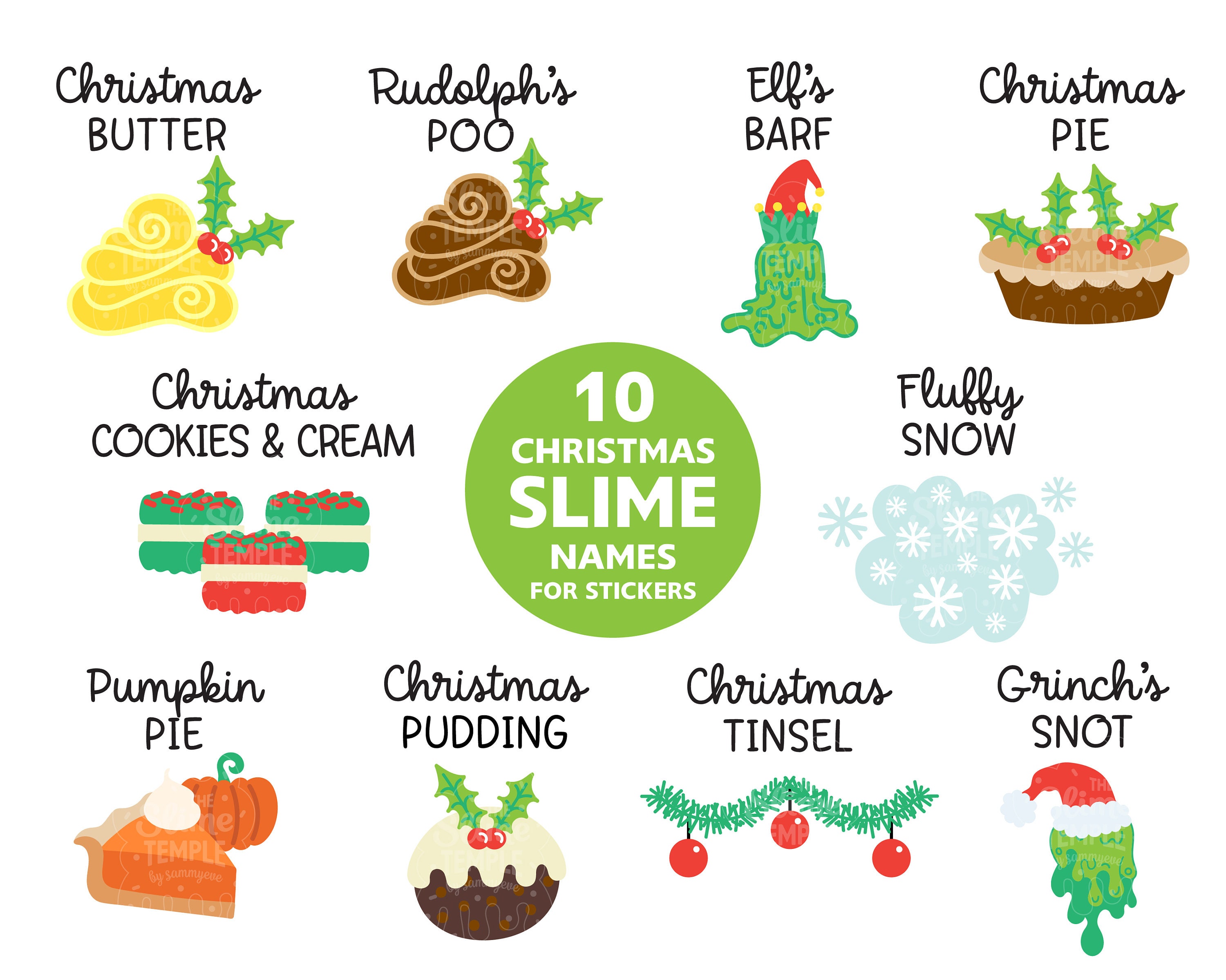 10 Christmas Slime Names Design Bundle / Slime Pot Stickers / Christmas ...