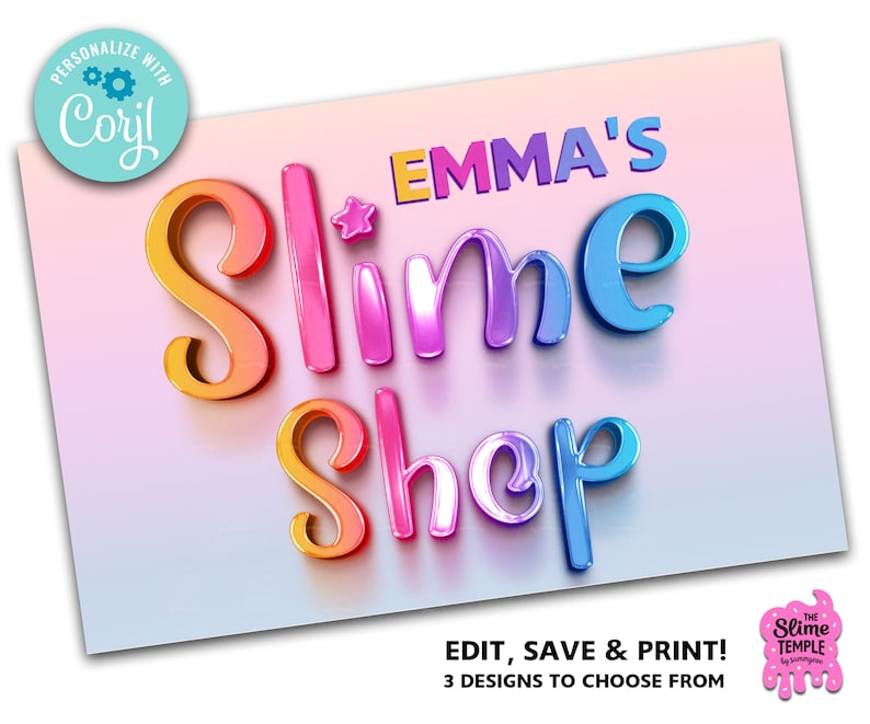 EDITABLE Slime Booth Posters / Slime Shop / Slime Birthday Party ...