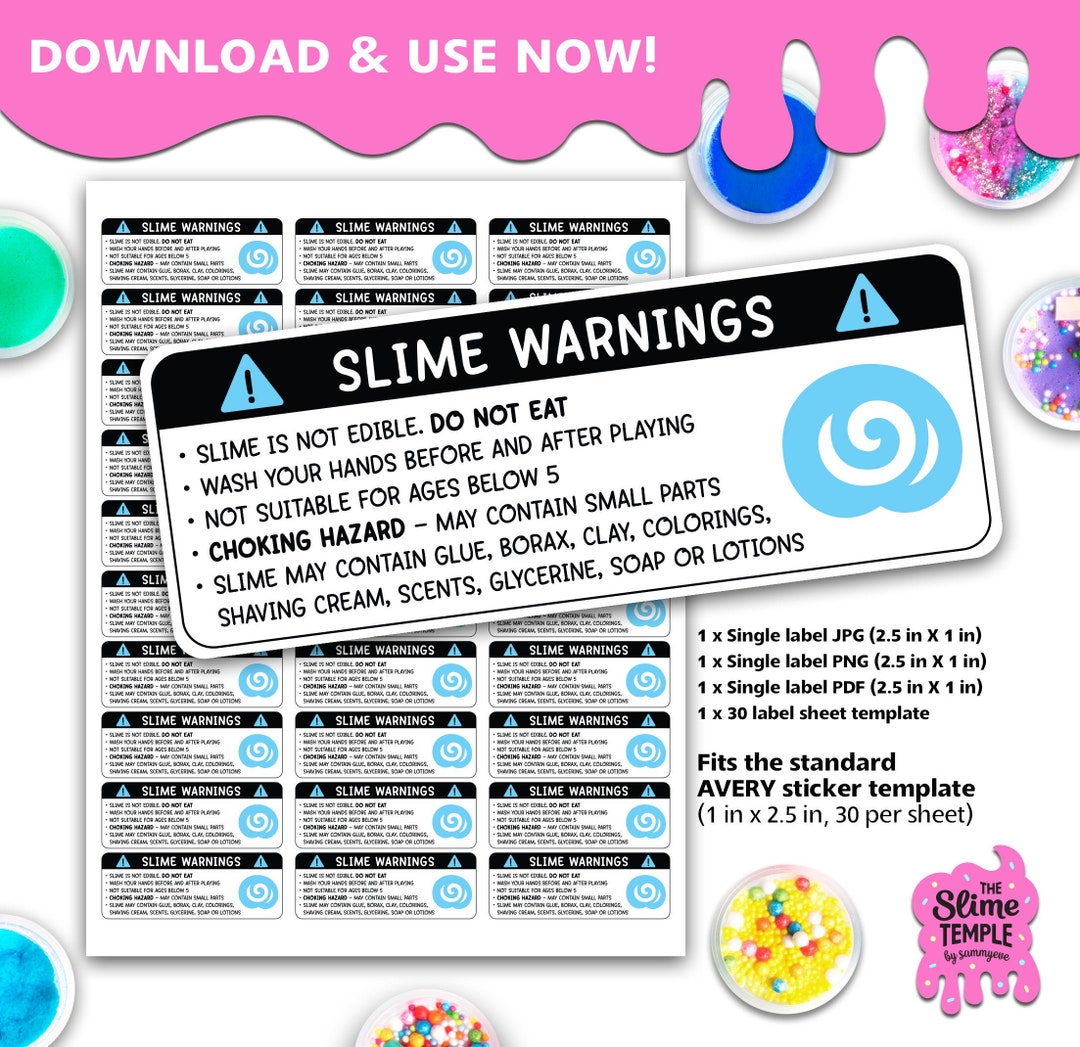 Slime Warning Label Template / Slime Labels / Slime Business / Slime ...