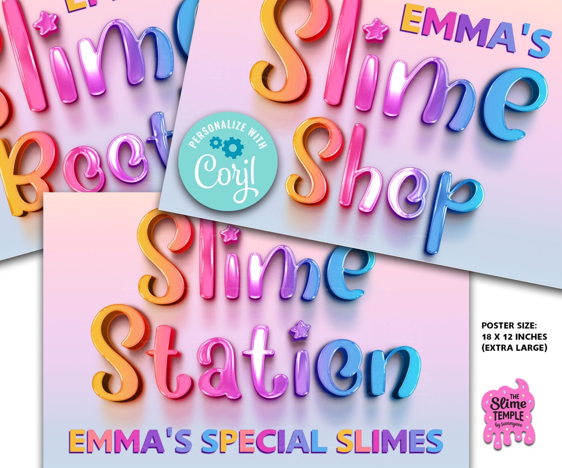 EDITABLE Slime Posters / Slime Shop / Slime Birthday Party / Slime Sign ...
