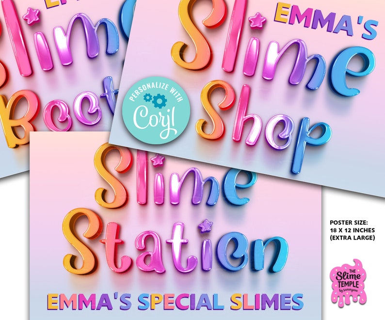 EDITABLE Slime Booth Posters / Slime Shop / Slime Birthday Party ...