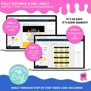 EDITABLE Slime Warning Circular Labels / Avery Standard Size Template ...