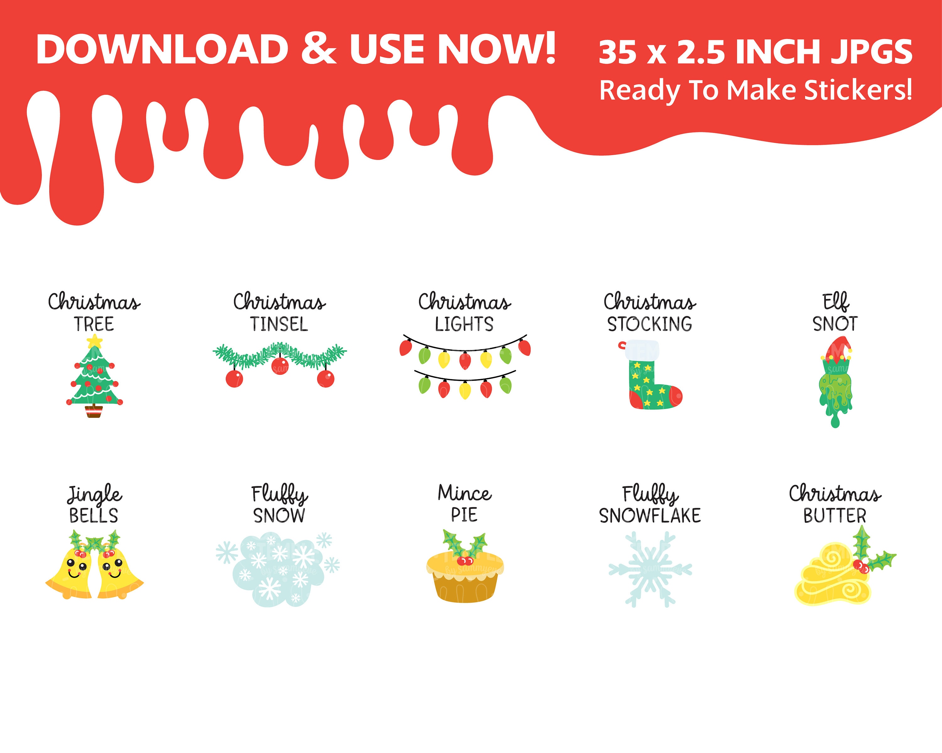 35 Christmas Slime Names Design Bundle / Slime Pot Stickers / Christmas ...