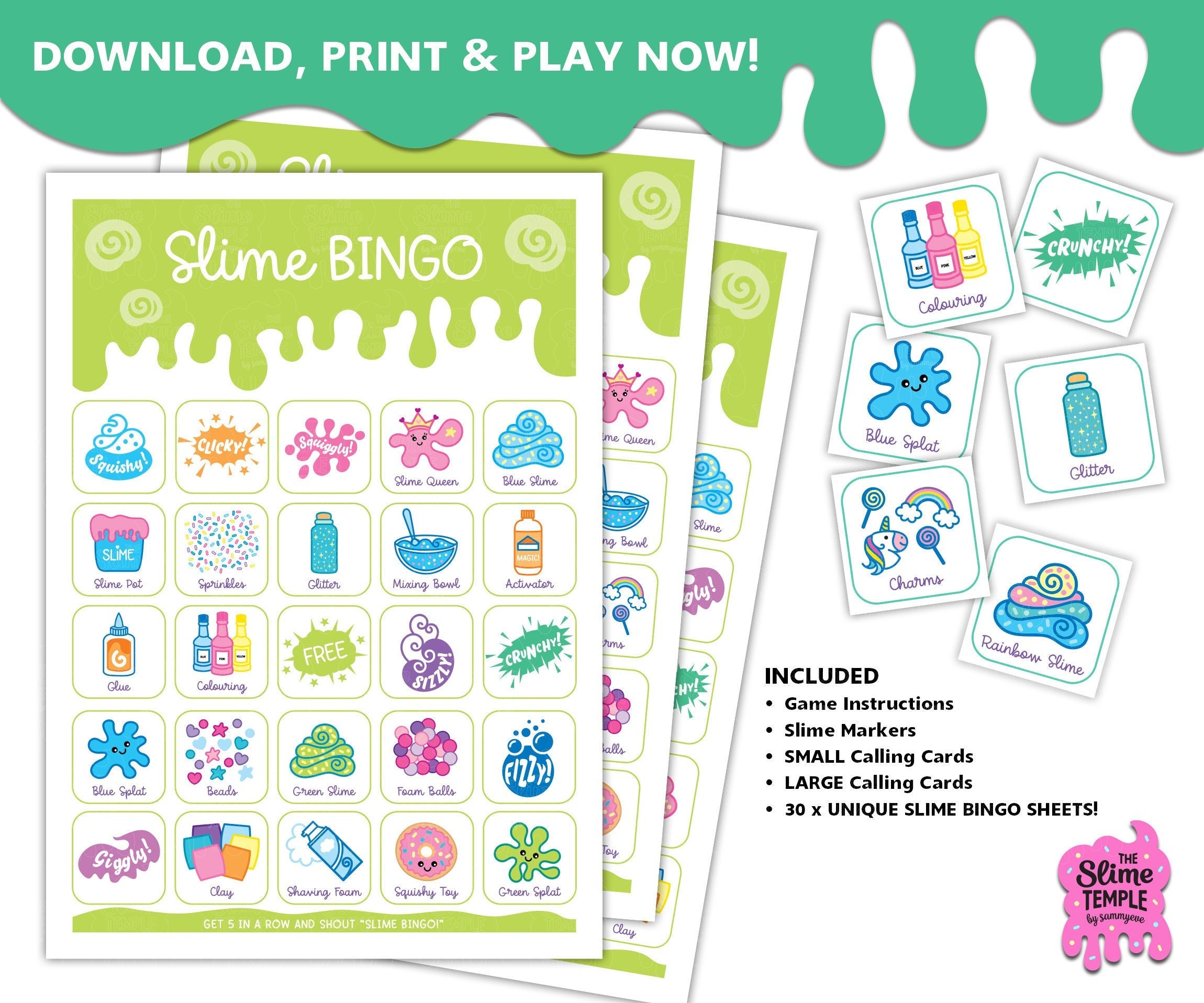 Slime BINGO Game / Printable Bingo Cards / Slime Party Game / Bingo ...