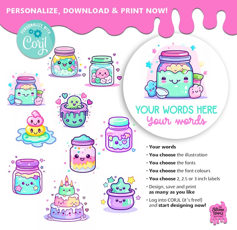 EDITABLE Slime Pot Labels | 2, 2.5, or 3-inch Label Template | Avery ...