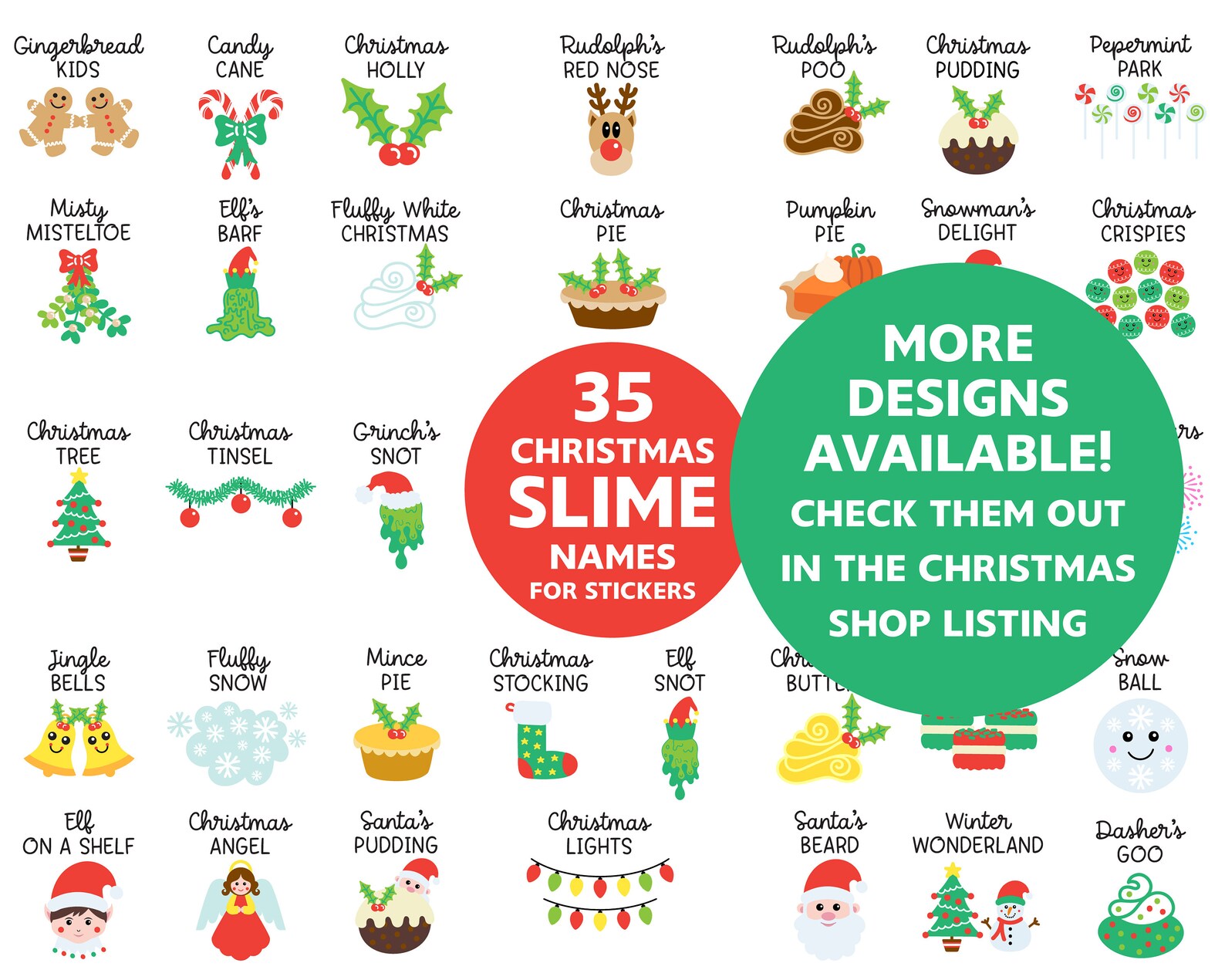 10 Christmas Slime Names Design Bundle / Slime Pot Stickers / - Etsy ...