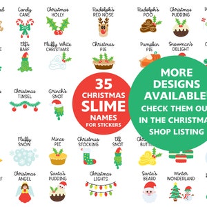 10 Christmas Slime Names Design Bundle / Slime Pot Stickers / Christmas ...