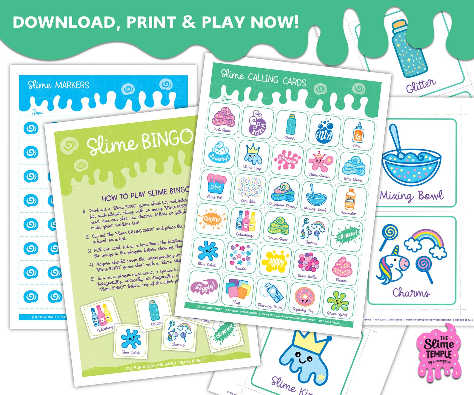 Slime BINGO Game / Printable Bingo Cards / Slime Party Game / Bingo ...