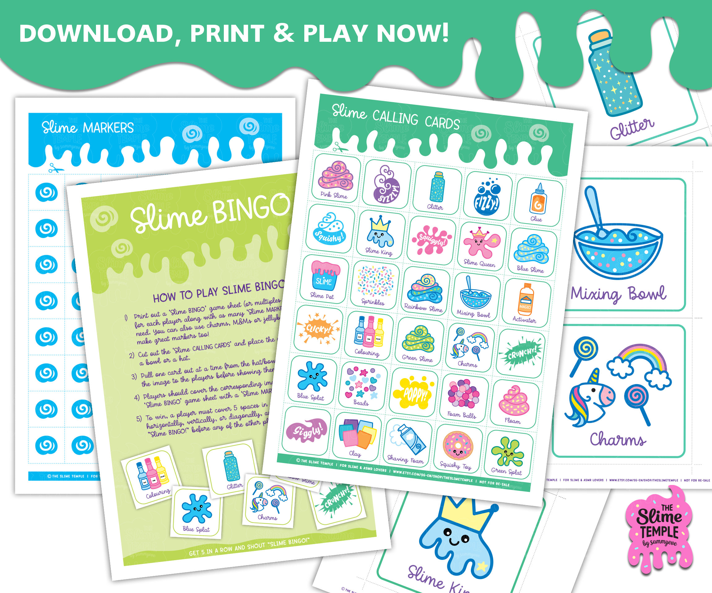 Slime BINGO Game / Printable Bingo Cards / Slime Party Game / Bingo ...