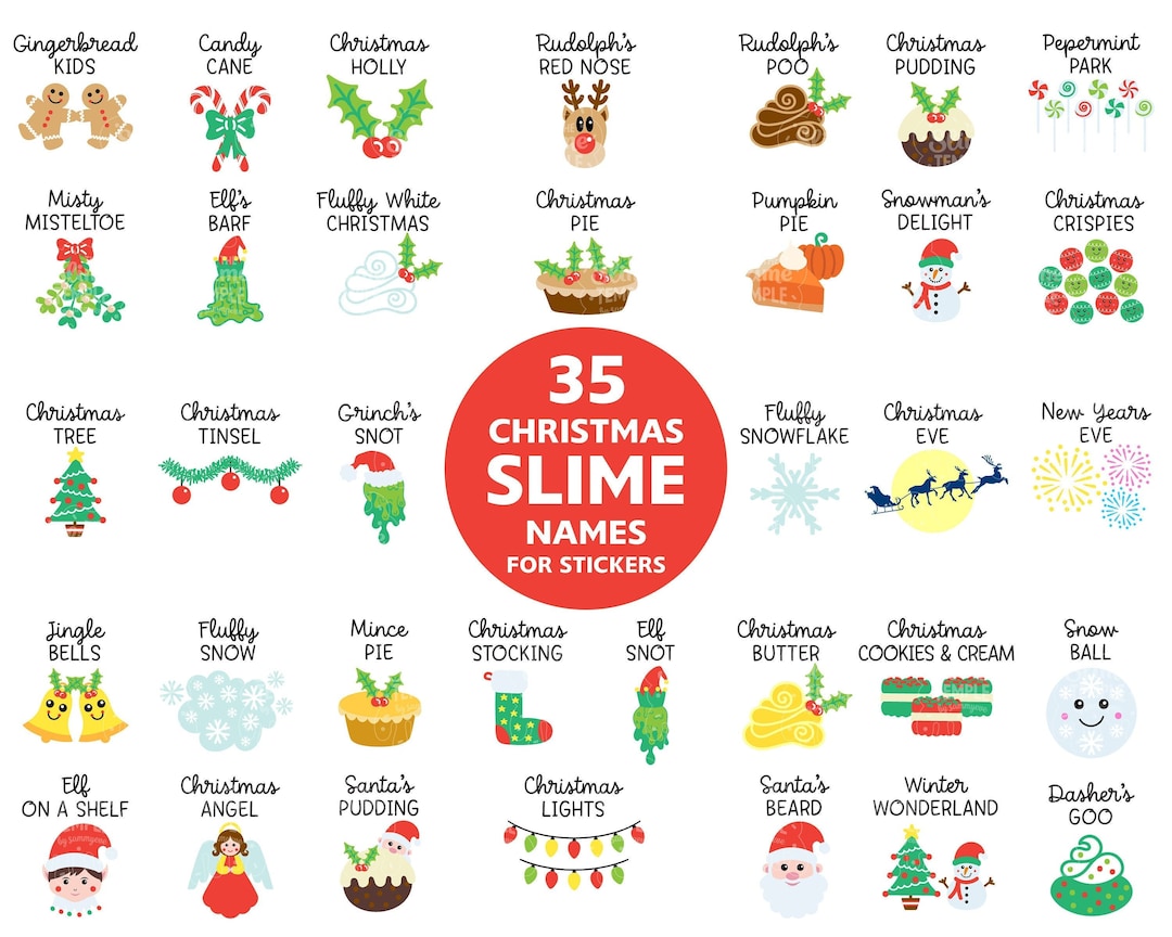 35 Christmas Slime Names Design Bundle / Slime Pot Stickers / Christmas ...